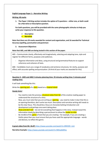 GCSE 2015-2017 Approaches to Creative Writing - English Language ...