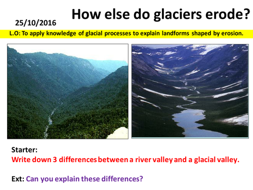 Glaciation - Erosional Landforms (U shaped Valleys, Misfit Streams ...