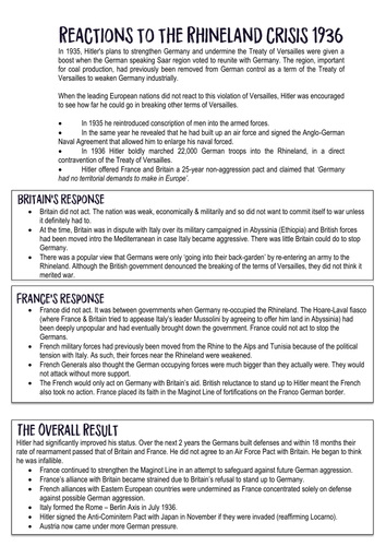 The 1936 Reoccupation of the Rhineland | Teaching Resources