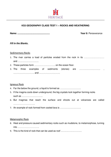KS3 Geography - Completed Test | Teaching Resources