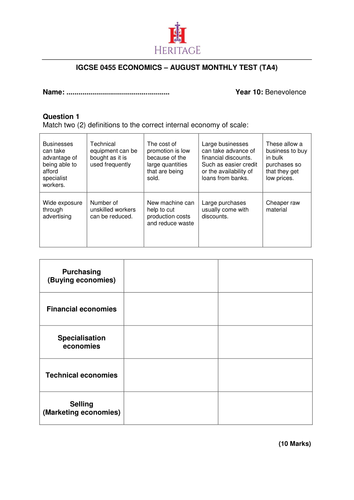 IGCSE 0455 Economics - Completed Exams and Test | Teaching Resources