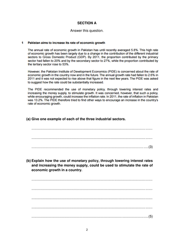 IGCSE 0455 Economics - Completed Exams and Test | Teaching Resources