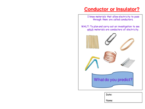 Conductor or Insulator Experiment | Teaching Resources