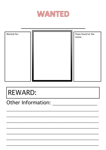Wanted Poster Template | Teaching Resources