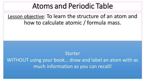 Atomic Structure and Chemistry Calculations - Presentation, A3 lesson ...