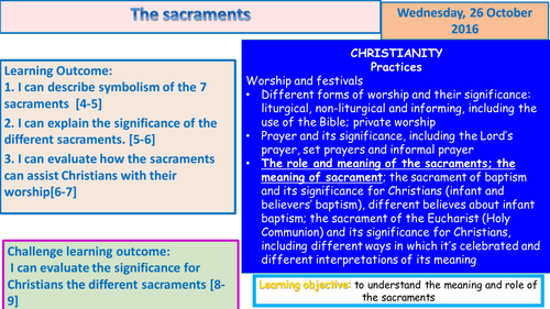 AQA new specification A Christianity practices level 9-1 Sacraments | Teaching Resources