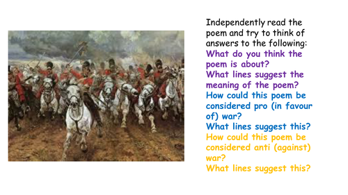 War poetry GCSE KS3 Duffy, Armitage, Tennyson, Wilfred Owen, Ted Hughes ...