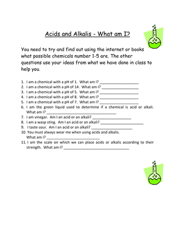 Chemistry Corner KS3 Year 7 Topic - Acids and Alkalis | Teaching Resources