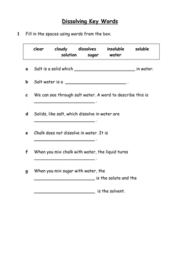 Chemistry Corner KS3 Year 7 Topic - Dissolving | Teaching Resources