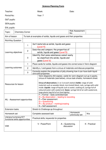 Chemistry Corner KS3 Year 7 Topic - Lessons 1-5 | Teaching Resources