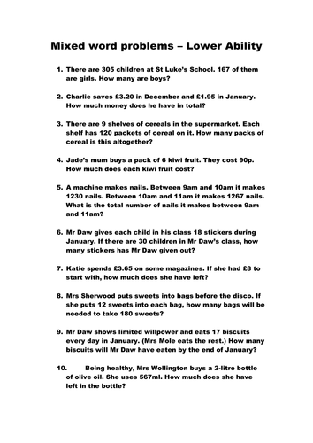 Year 6 Mixed Operation Word Problems | Teaching Resources Year 6 Mixed Operation Word Problems | Teaching Resources