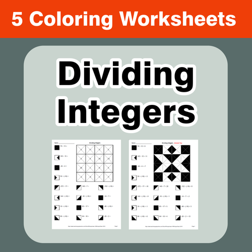 Dividing Integers - Coloring Worksheets | Teaching Resources