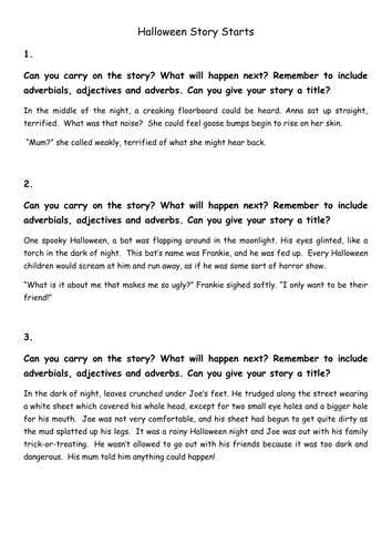 Halloween themed story starts | Teaching Resources