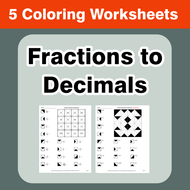 Convert Fractions to Decimals - Coloring Worksheets | Teaching Resources