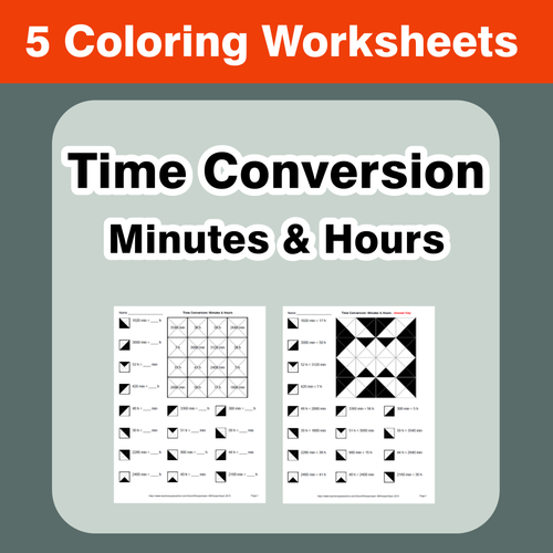 Time Conversion Coloring Worksheets Bundle | Teaching Resources