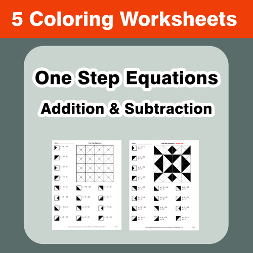 Equations Coloring Worksheets Bundle | Teaching Resources