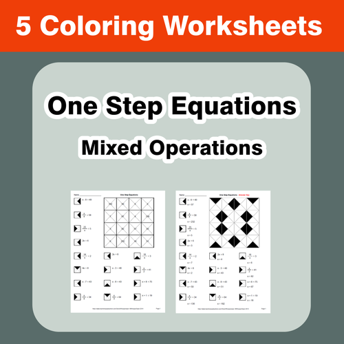 Equations Coloring Worksheets Bundle | Teaching Resources