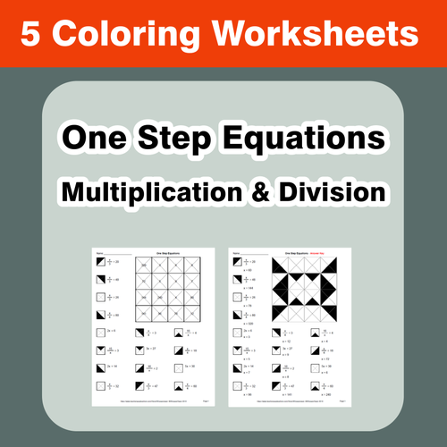 Equations Coloring Worksheets Bundle | Teaching Resources