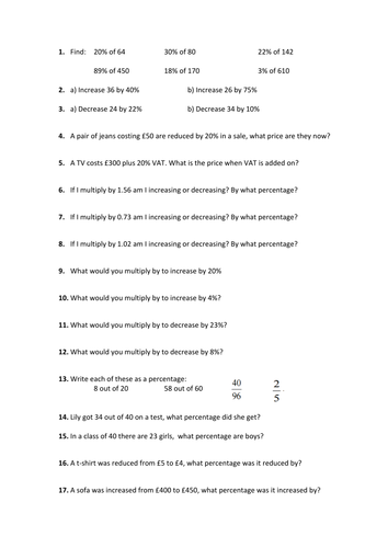 Revision Quizzes - Decimal and Percentage (two quizzes) | Teaching ...