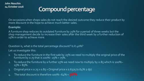 Compound percentages and reverse percentages | Teaching Resources