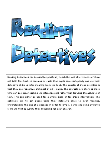 Reading Detectives - Quick Inference Teaching Challenges | Teaching ...