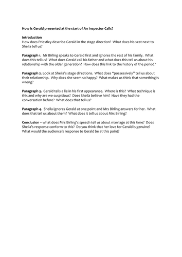 GCSE English Literature-An Inspector Calls | Teaching Resources