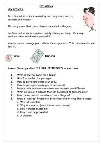 Microbes Worksheet and Crossword | Teaching Resources