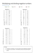 Multiplying And Dividing Negative Numbers Worksheet | Teaching Resources
