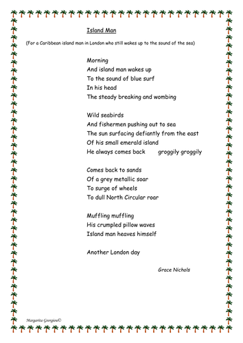 Island Man poem analysis | Teaching Resources