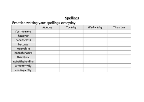 weekly spellings for year 5 | Teaching Resources