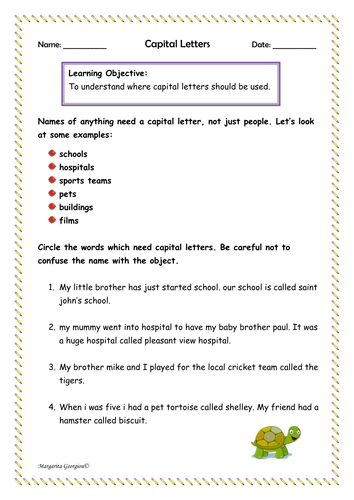 Understanding capital letters and sentences | Teaching Resources