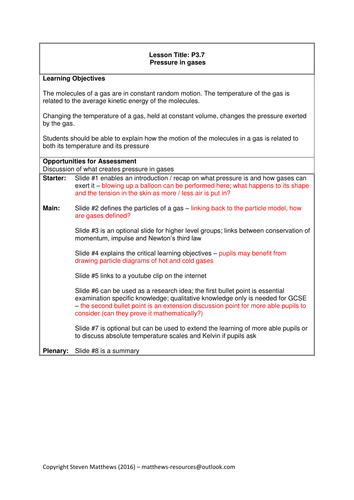 GCSE Science / Physics - Pressure in gases (PowerPoint and Lesson Plan ...