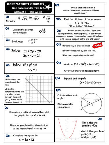 GCSE 9-1 Higher Maths Grade 7 Revision Pack With Solutions | Teaching ... GCSE 9-1 Higher Maths Grade 7 Revision Pack With Solutions | Teaching ...