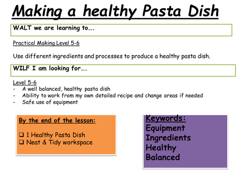 FOOD & NUTRiTION - Design a Healthy Pasta DIsh - PRACTICAL MAKING Task ...