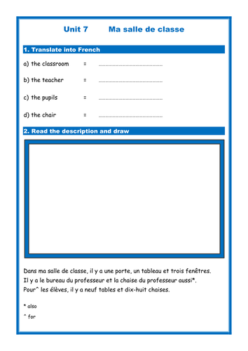 French classroom (La salle de classe) - Simple Worksheet (Studio/Expo ...