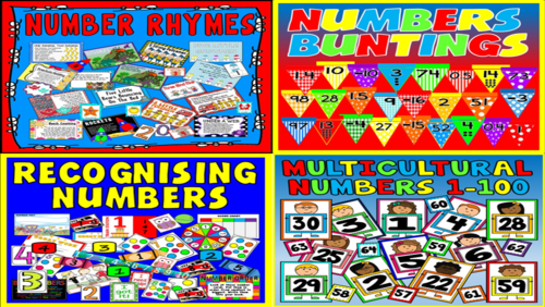 *MATHS BUNDLE* NUMBER FLASHCARDS, BUNTINGS, NUMBER RHYMES, RECOGNISING ...
