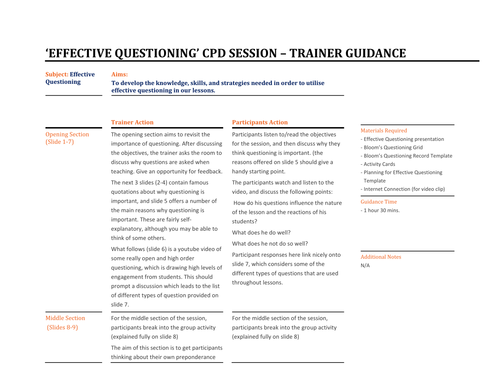 Effective Questioning CPD Session! | Teaching Resources Effective Questioning CPD Session! | Teaching Resources