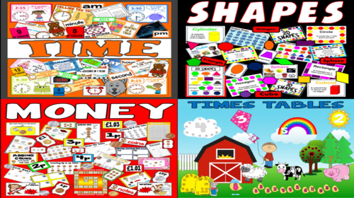 *MATHS BUNDLE* SHAPES, MONEY, TELLING THE TIME, TIMES TABLES | Teaching ...