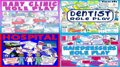 *ROLE PLAY BUNDLE* HOSPITAL, BABY CLINIC, DENTIST, HAIRDRESSERS ...