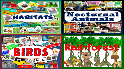*SCIENCE BUNDLE* HABITATS, NOCTURNAL ANIMALS, RAINFORESTS, BIRDS - KEY ...