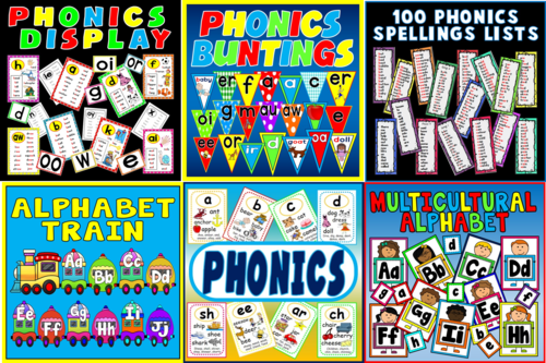 *PHONICS BUNDLE* DISPLAY, POSTERS, FLASHCARDS, WORKSHEETS, BUNTINGS ...