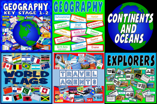*GEOGRAPHY BUNDLE* ACTIVITIES, KEY WORD DISPLAY, CONTINENTS AND OCEANS ...