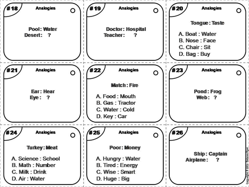 Analogies Task Cards for 4th Grade | Teaching Resources