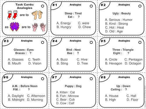 Analogies Task Cards for 4th Grade | Teaching Resources