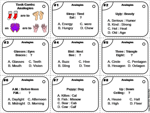 Analogies Task Cards for 4th Grade | Teaching Resources
