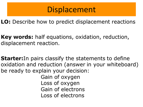 Displacement reactions lesson, including required practical for C5 AQA ...