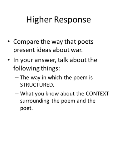 KS3 Conflict Poetry complete unit of work (differentiated lessons for ...