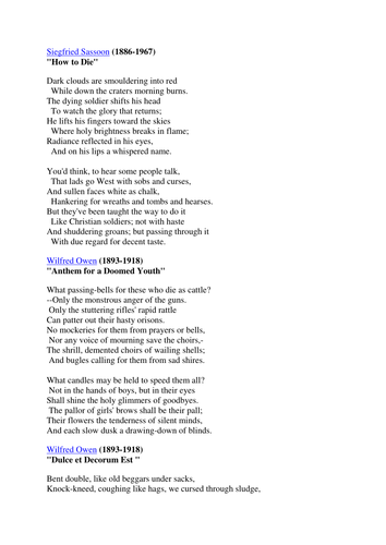 KS3 Conflict Poetry complete unit of work (differentiated lessons for ...