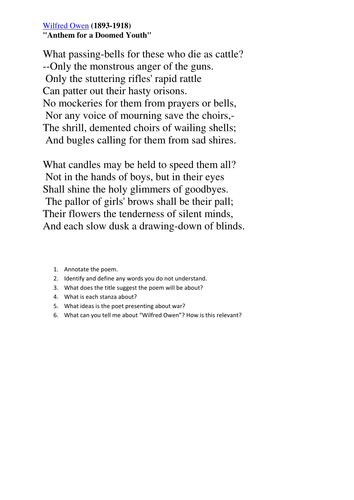 KS3 Conflict Poetry complete unit of work (differentiated lessons for ...