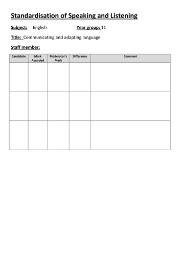 Department standardisation and moderation evidence template by ...